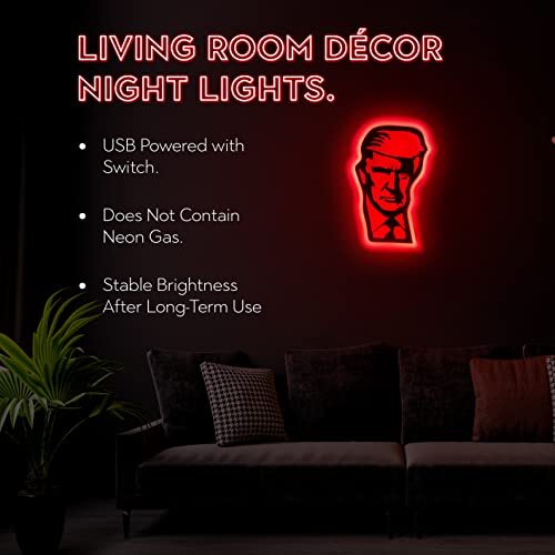 M2A Trump Light Neon LED Sign – Living Room Décor Night Red LED 12.5"x7 ...