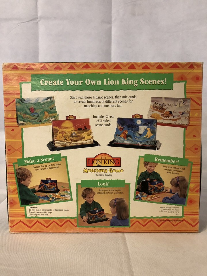 Vintage 1995 The Lion King Matching Game, Movie Scenes Memory Game for ...