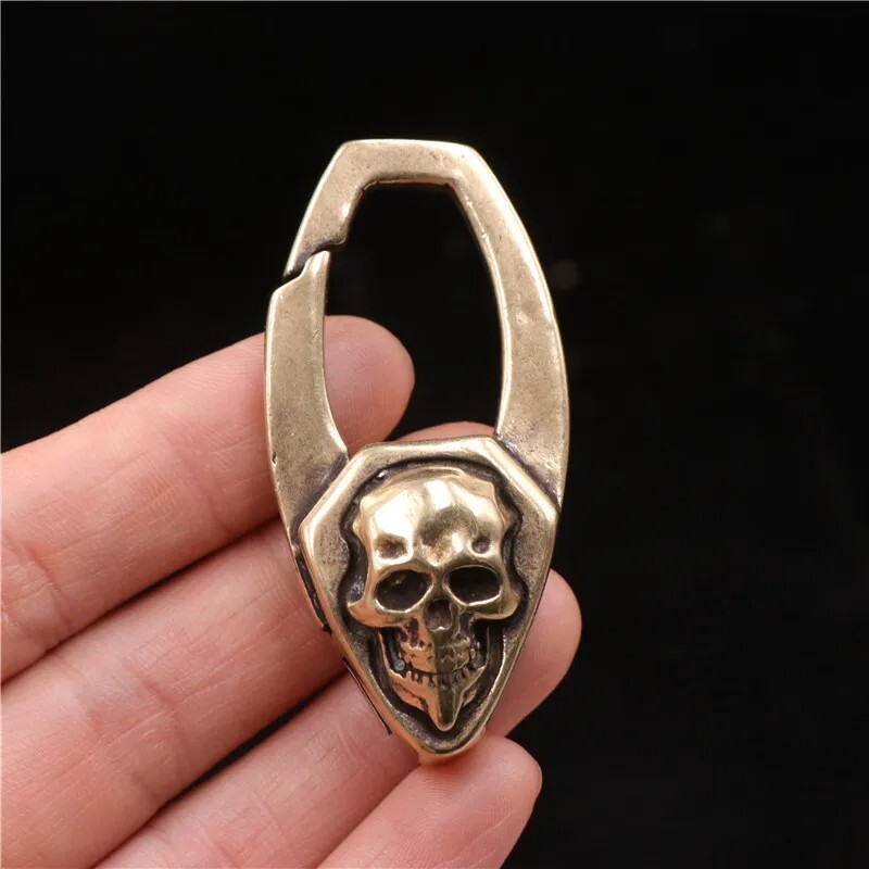 Vintage Punk Brass Skull Face Car Keychain Trinket Skeleton Key Chain ...