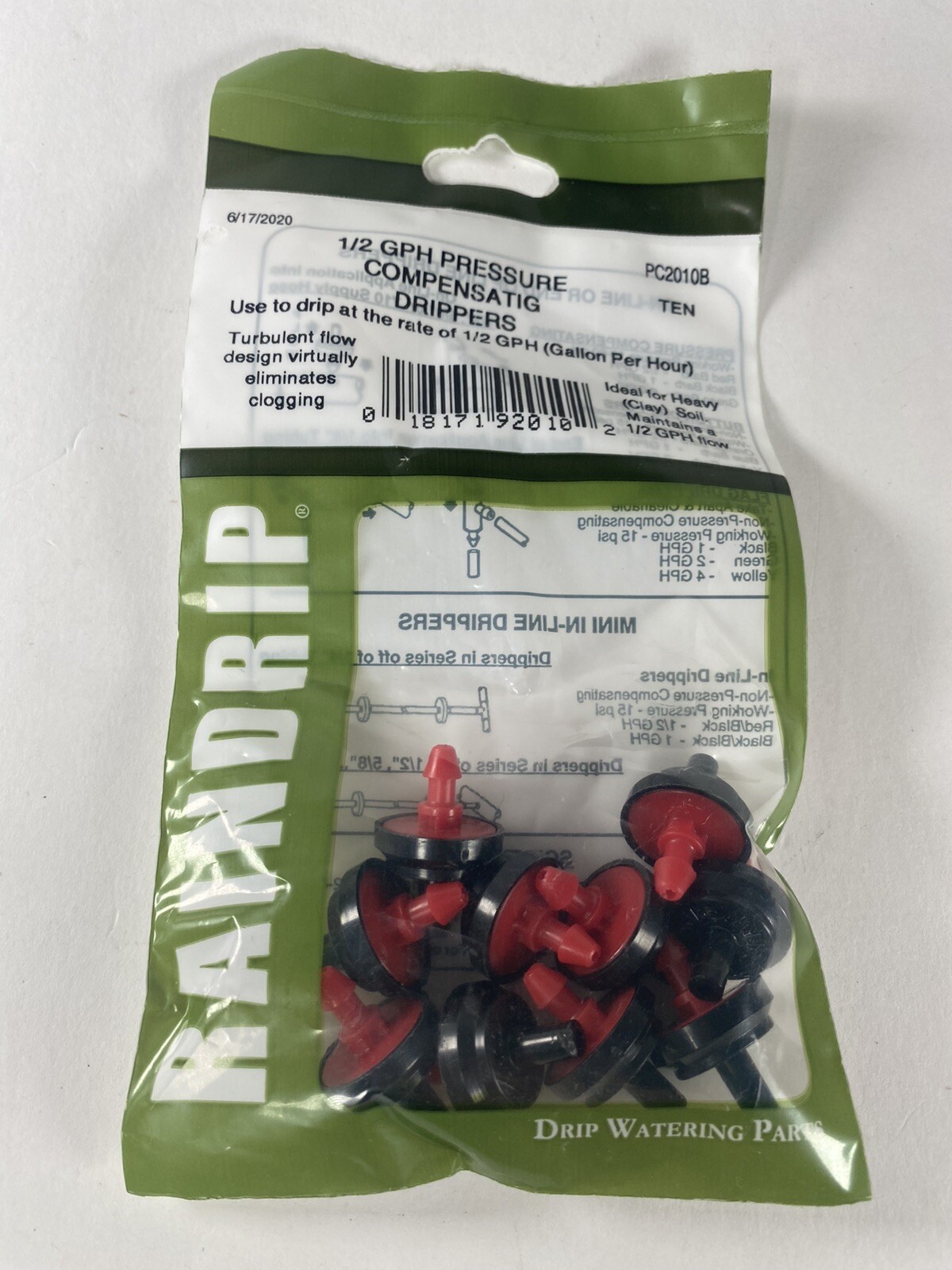 Raindrip PC2010B 1/2 GPH Pressure Compensating Drippers 10 per Bag for ...