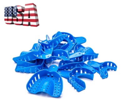 Dark Blue Dental S/M/L/XL Perforated Plastic Impression Trays Upper ...