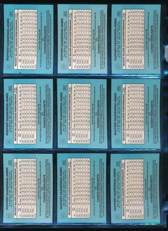 Lot (18) 1986 Donruss #423 Ruppert Jones California Angels Player Lot ...