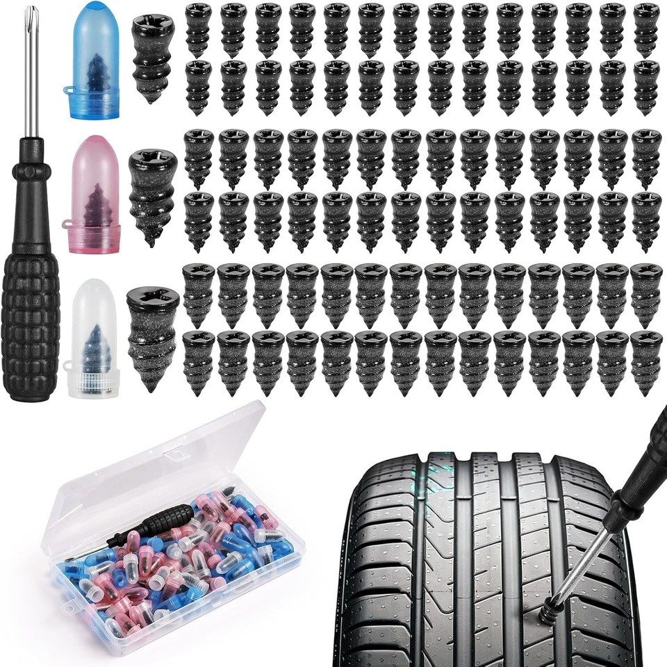 85X Tire Repair Screw in Rubber Plug Nail Car Tyre Puncture Kit Off ...