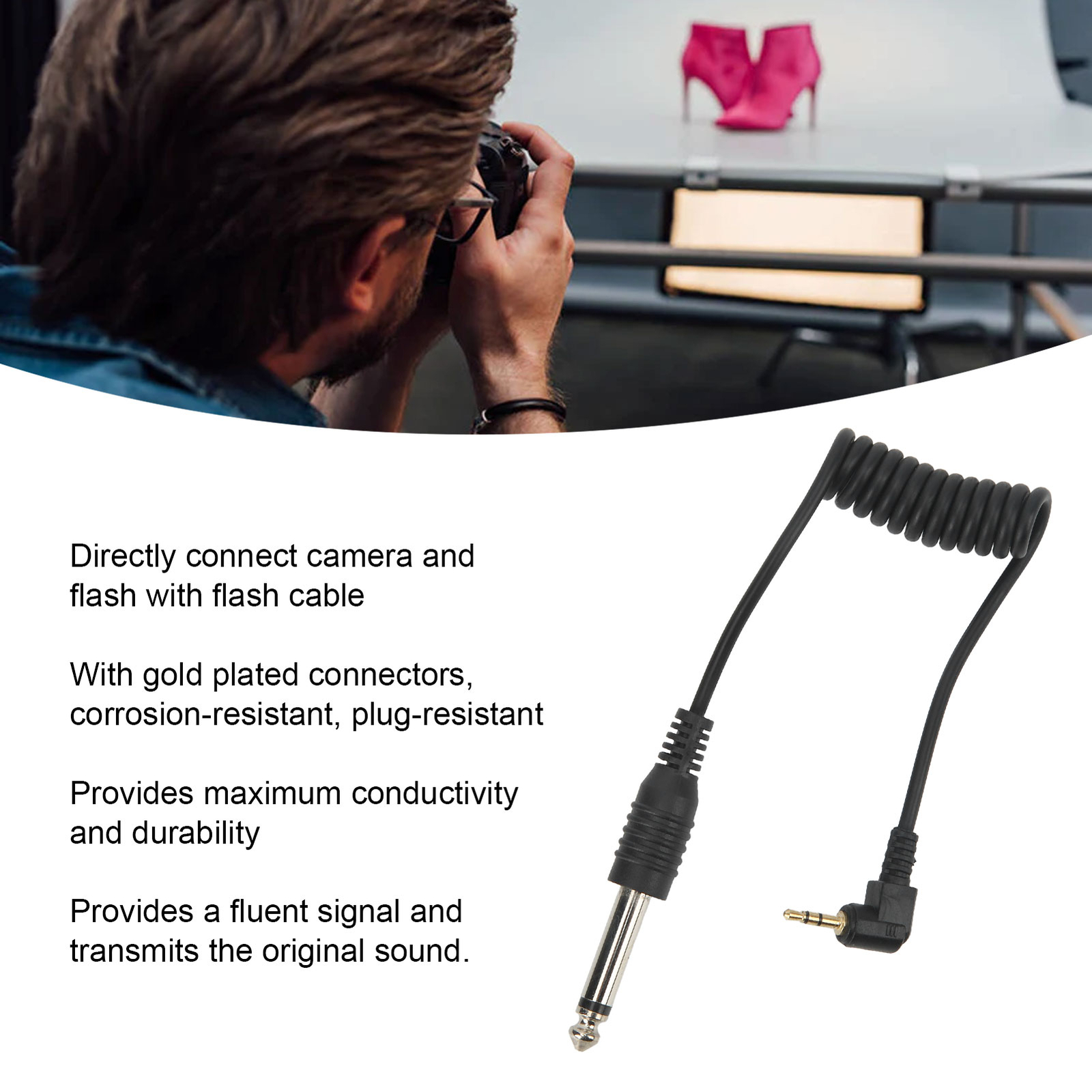 Universal Digital Camera Synchronization Cable Gold Plated 2.5mm To 6 ...