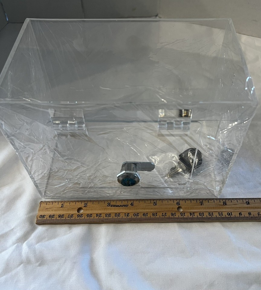Acrylic Deposit Box, Storage Square Clear Lockable Box | eBay
