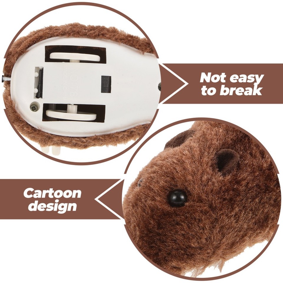 Plush Wind up Running Animal Toy Funny Cartoon Robotic Moving Mouse Cat ...