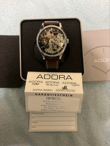 Adora Men's Hand-Wind Mechanical Watch Brown Leather Box Used Excellent ...