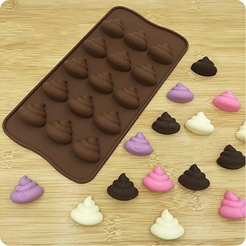 Emoji Poop Mould Chocolate Silicone Poo 15 Cell Sweets Ice Tray Sweets ...