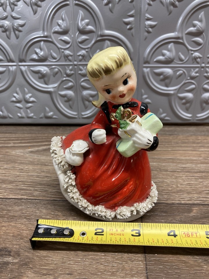 Vintage 1956 Napco Christmas Shopper Girl w/Presents AX1697B Red Dress ...