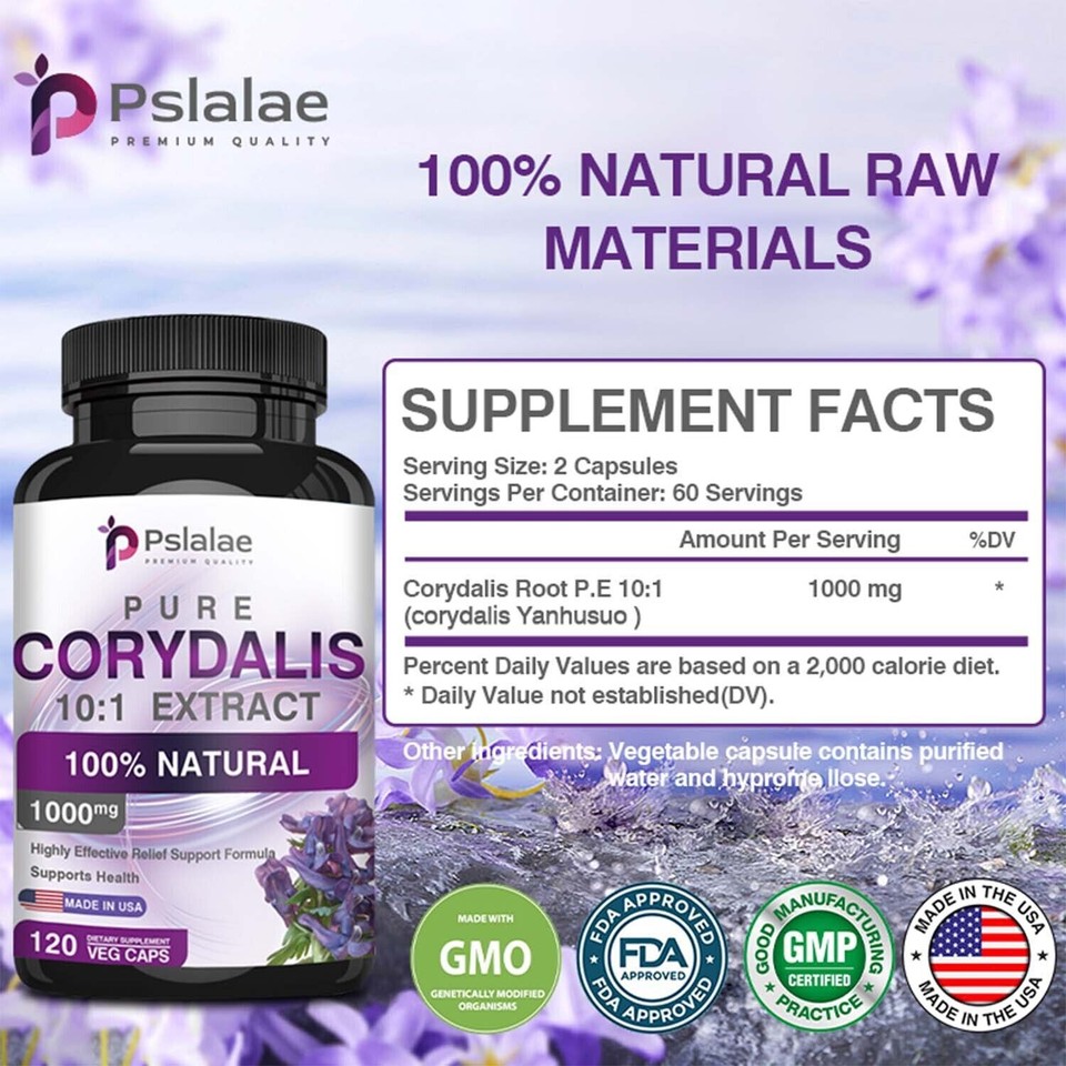 Corydalis Extract Capsules 1000mg - Strength Pain Relief Formula,Veggie ...