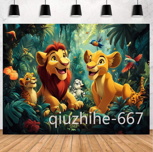 Lion King Simba Backdrop Happy Birthday Party Photo Background Banner ...