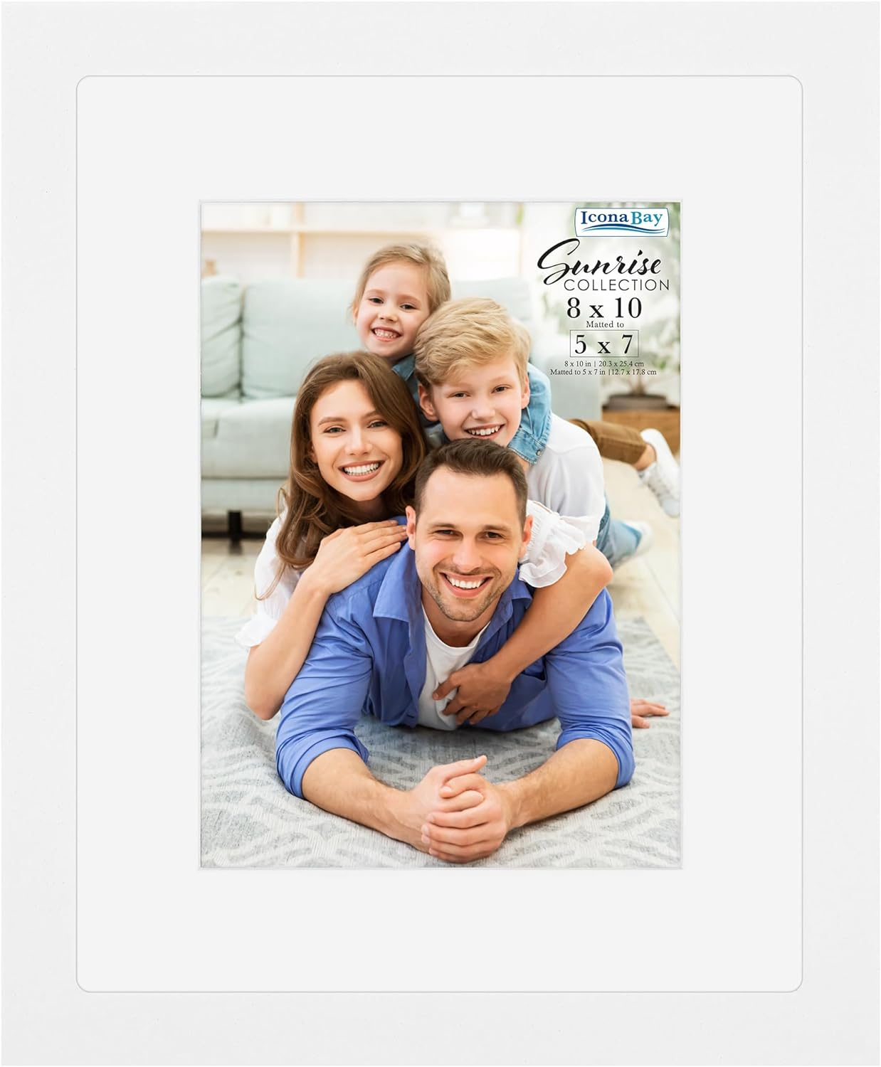 8X10 Mat to 5X7 White Solid One-Piece Wood Composite Picture Frame ...