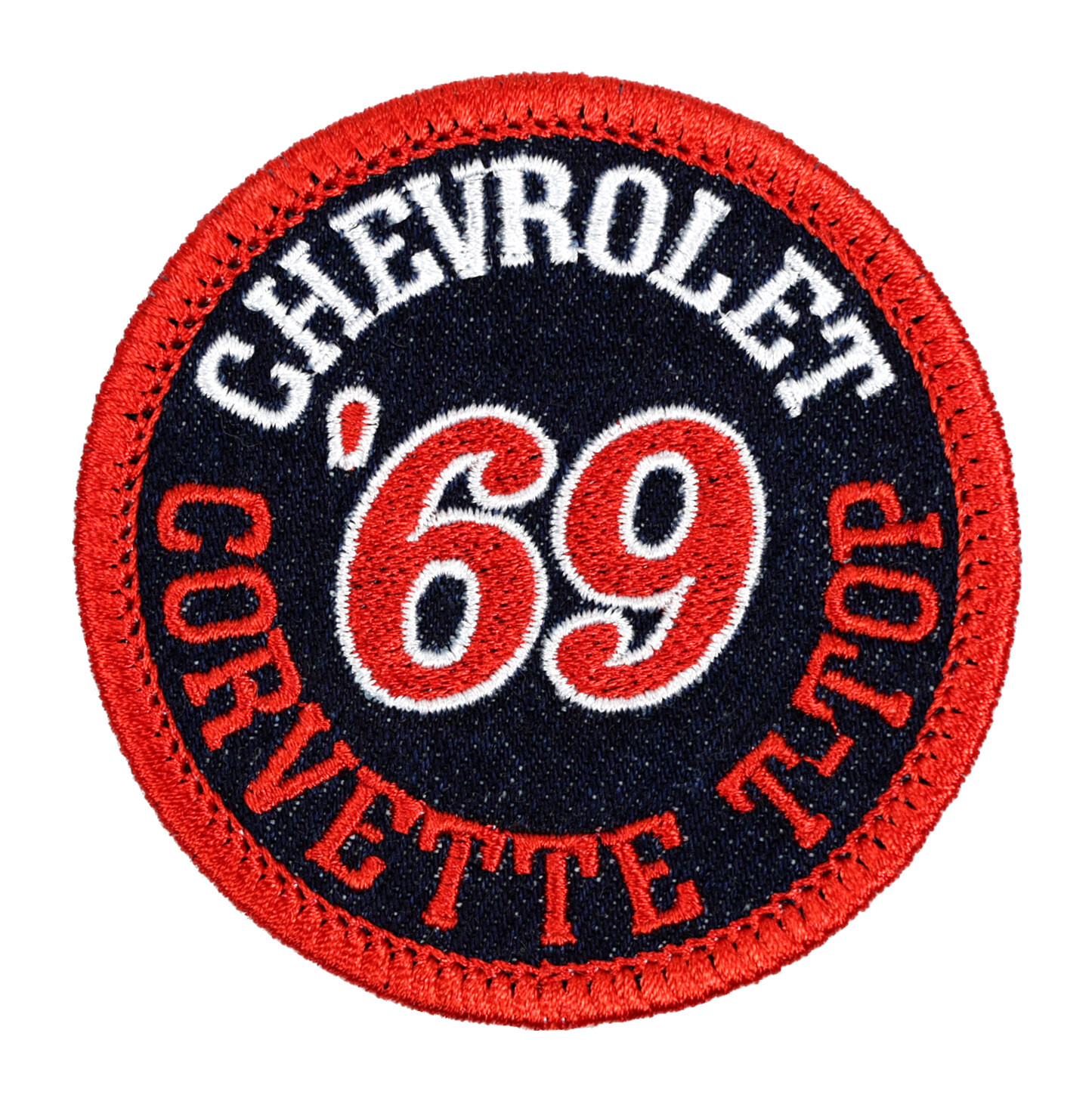 1969 Chevrolet Corvette T-Top Embroidered Patch Black/Red Iron-On Sew ...