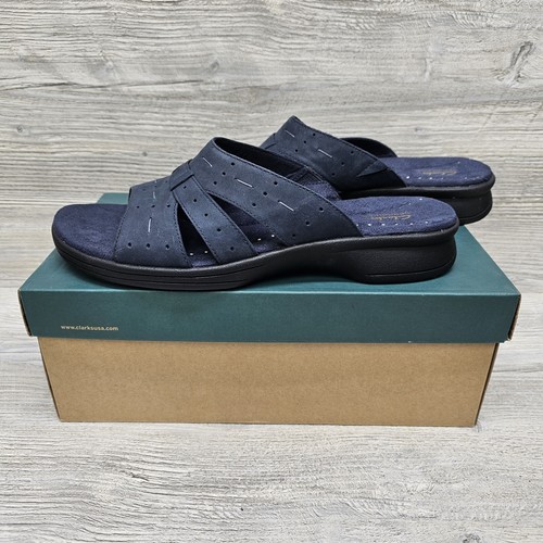 Clarks Springers Slide On Sandals Womens Sz 11 M Navy Blue Suede ...