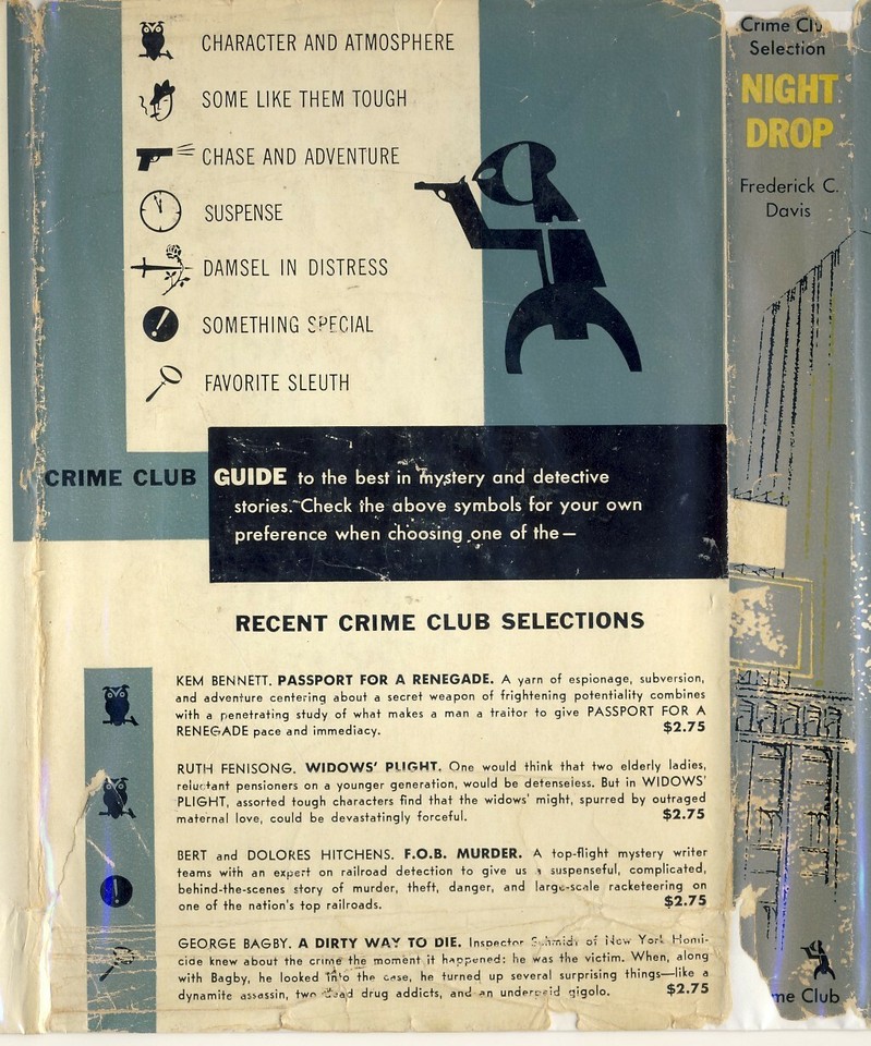 Frederick C. Davis - NIGHT DROP - Crime Club - 1955 / 1st / DJ | eBay