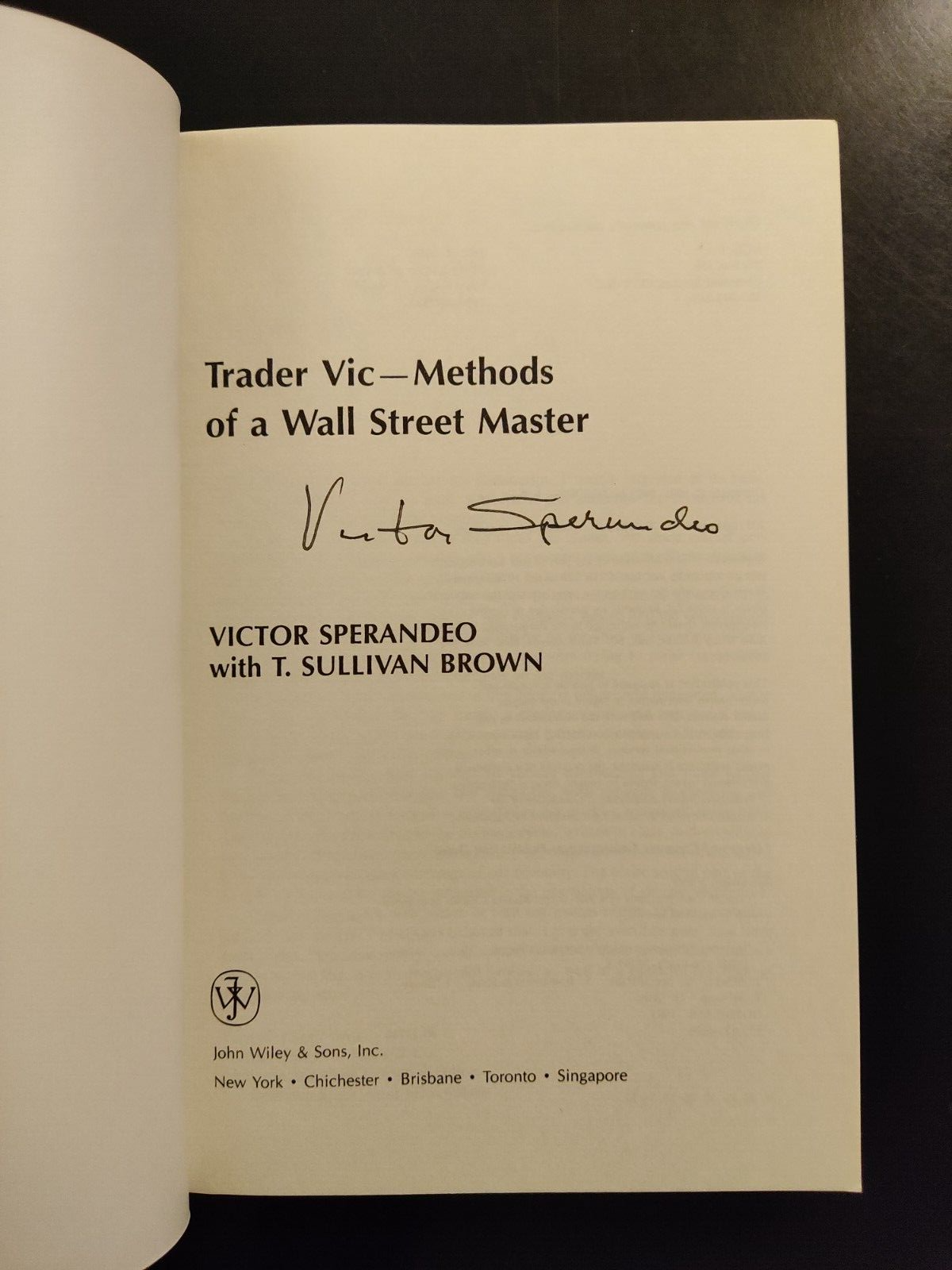 Trader Vic: Methods of a Wall Street Master by Victor Sperandeo SC ...