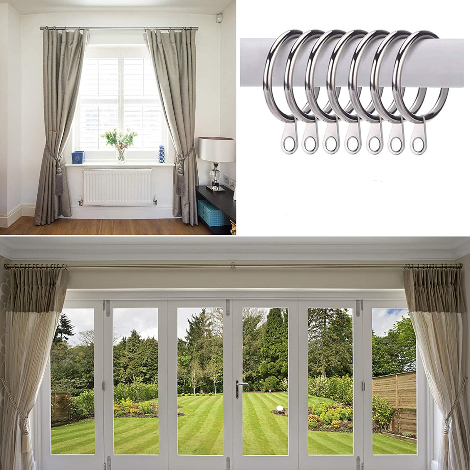 Up 100X Curtain Rings Hooks Window Multipurpose Metal Hooks Clips Ring ...