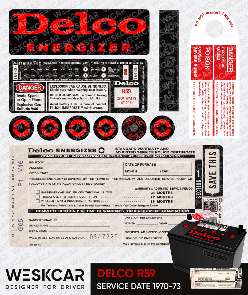 Delco Energizer Battery R59 (1969-74) Sticker kit | eBay