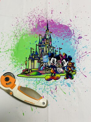 Lycra Panel 17"x21" Custom Mickey Minnie Castle Paint Splatter Disney ...