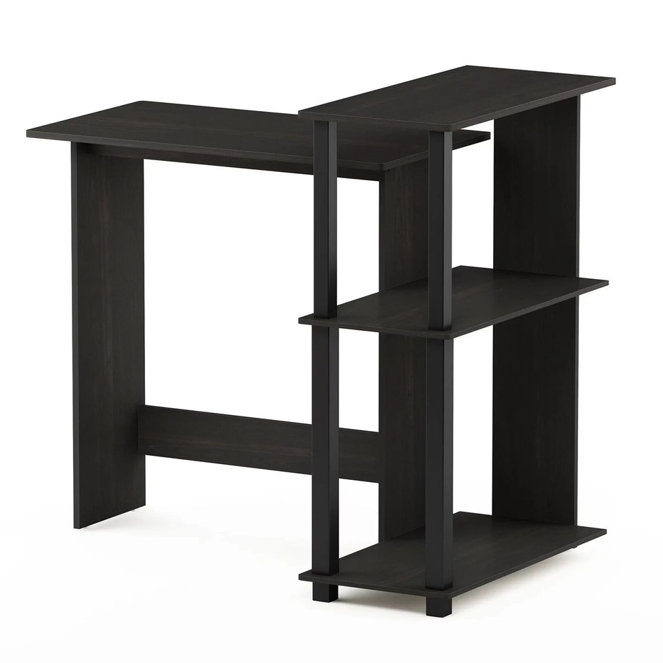 Compact Corner Computer Student Desk Black Book Shelves Storage Dorm ...