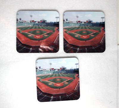 Set of 3 Fenway Park Red Sox Coasters Home Plate & Field ~ New Without ...