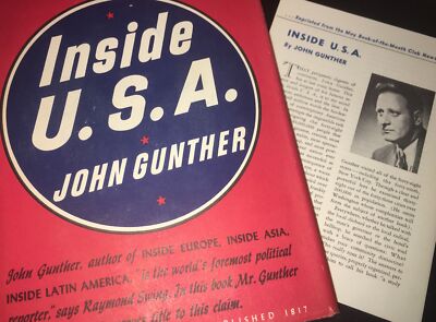 (1947) INSIDE U.S.A. by John Gunther First edition DUST JACKET, INSERT. Map USA | eBay