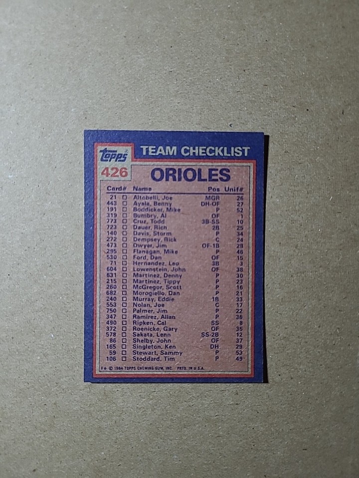 1984 Topps Cal Ripken Jr.- HOF ORIOLES BATTING AND PITCHING LEADERS ...