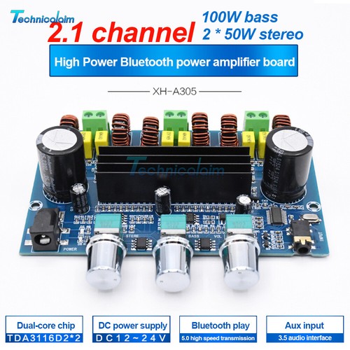 TPA3116D2 Bluetooth 5.0 Digital Power Amplifier Board 2*50W+100W 2.1 ...