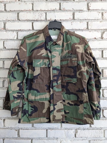 US Army Military Shirt Brown Green Woodland Camouflage Uniform Pockets ...