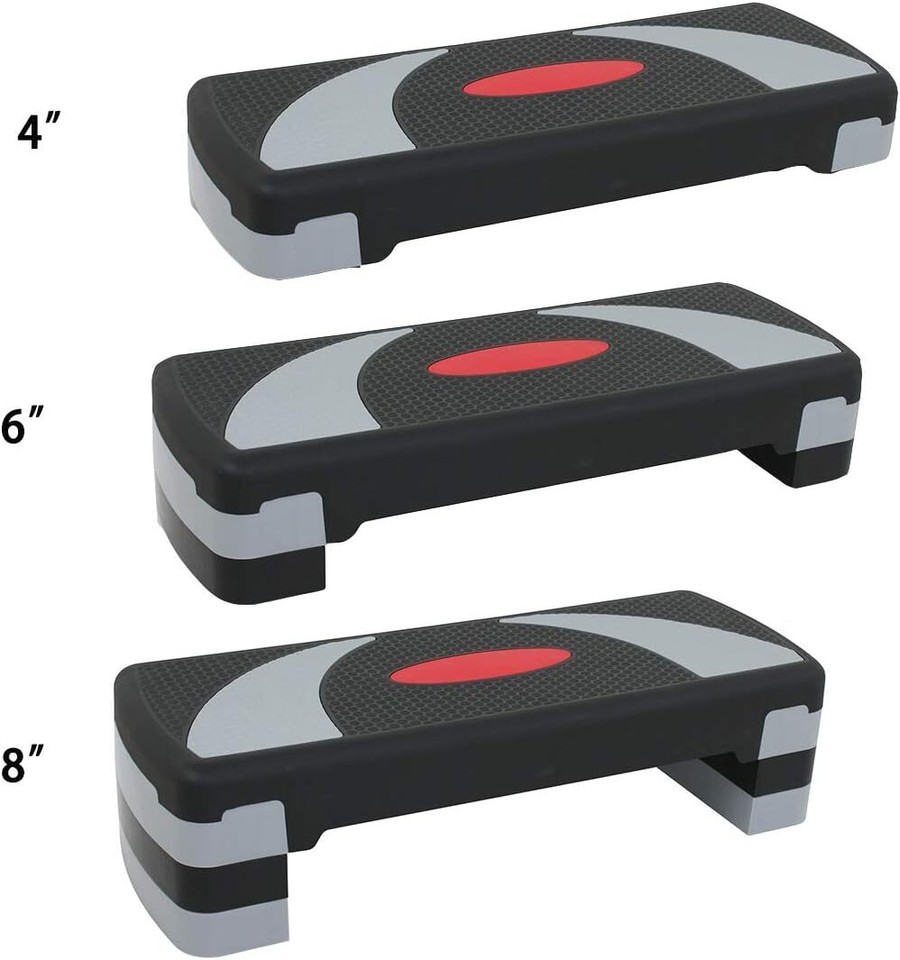 31'' Fitness Aerobic Step Adjust Exercise Stepper With Risers 4" - 6 ...