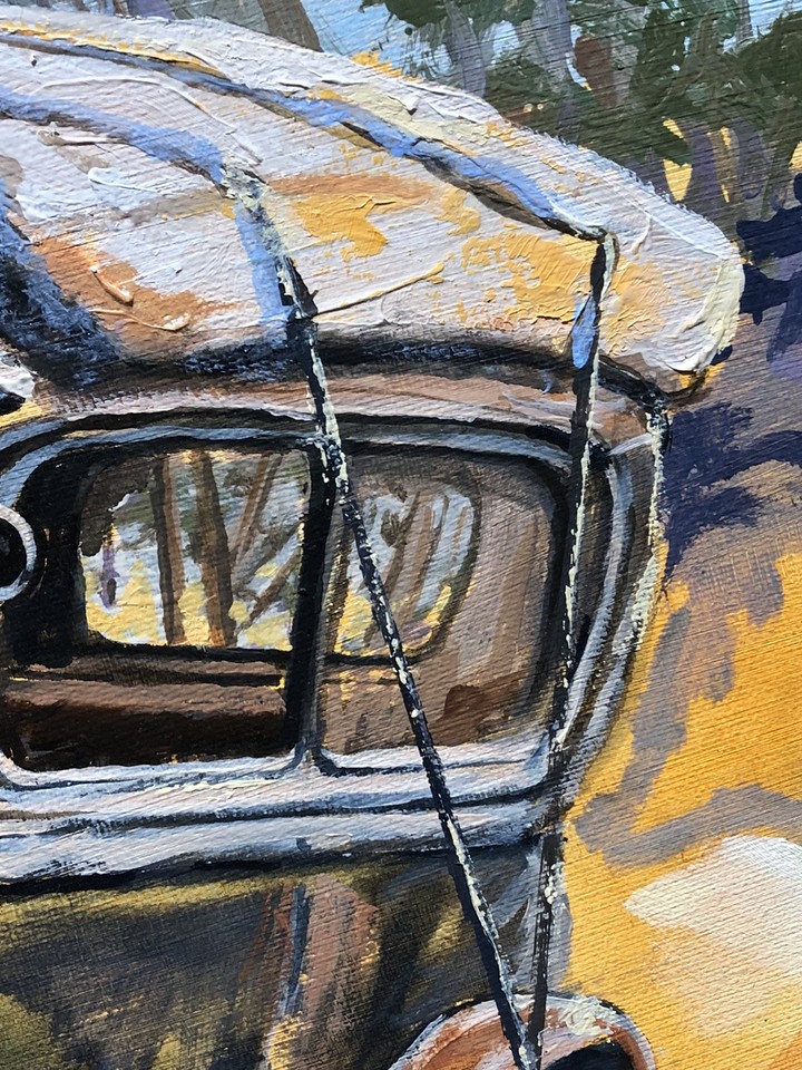 Oil Painting Old Traveling Car-Framed Art-D. Schaefer | eBay