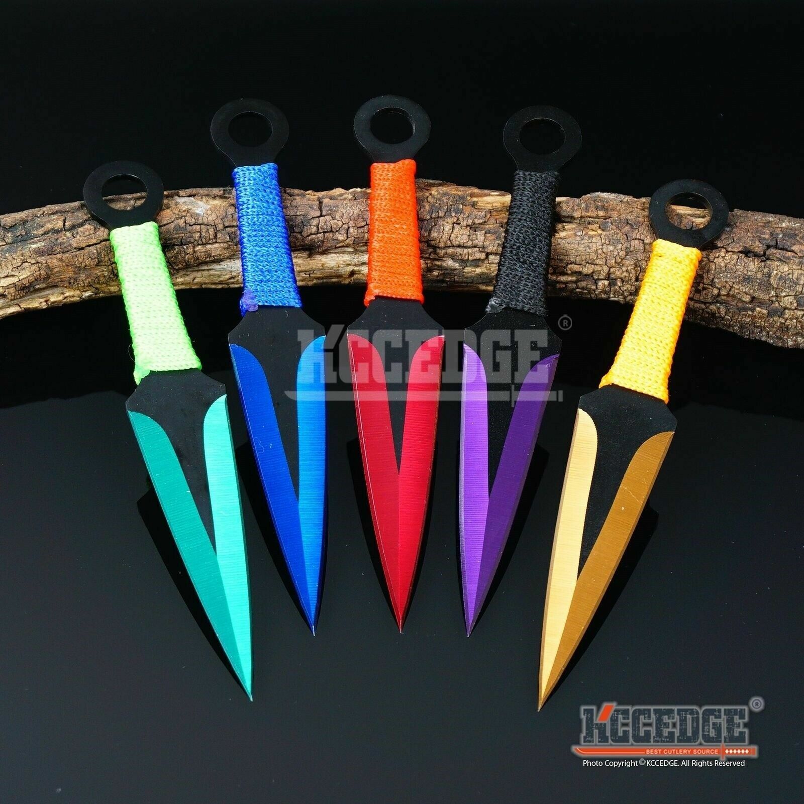 3PC 6.5" Technicolor Zombie Knife Set w/ Sheath Ninja Kunai Survival | eBay