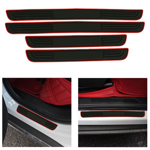 4Pcs Red Rubber Car Door Scuff Sill Cover Panel Step Protector for ...