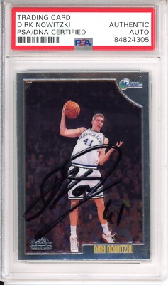 SIGNED 1998 98/99 Topps Chrome Dirk Nowitzki Rookie RC PSA DNA COA ...