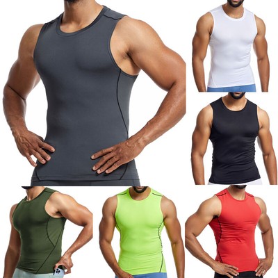 Mens Compression Sleeveless T-Shirt Base Layer Tank Top Fitness Sports ...