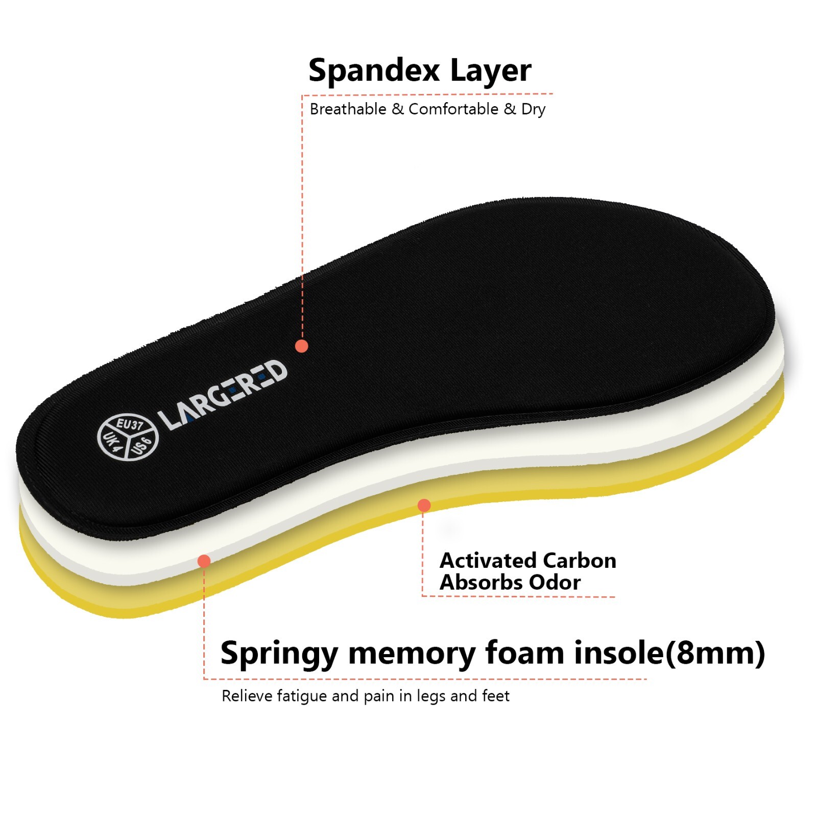 2 Paar Orthopädische Einlegesohlen Sohlen Schuhe Einlagen Memory Foam ...