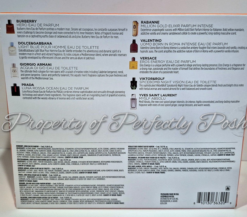 Ulta Beauty 2025 Mini Cologne 9Pc Sampler Men Holiday Signature Gift ...