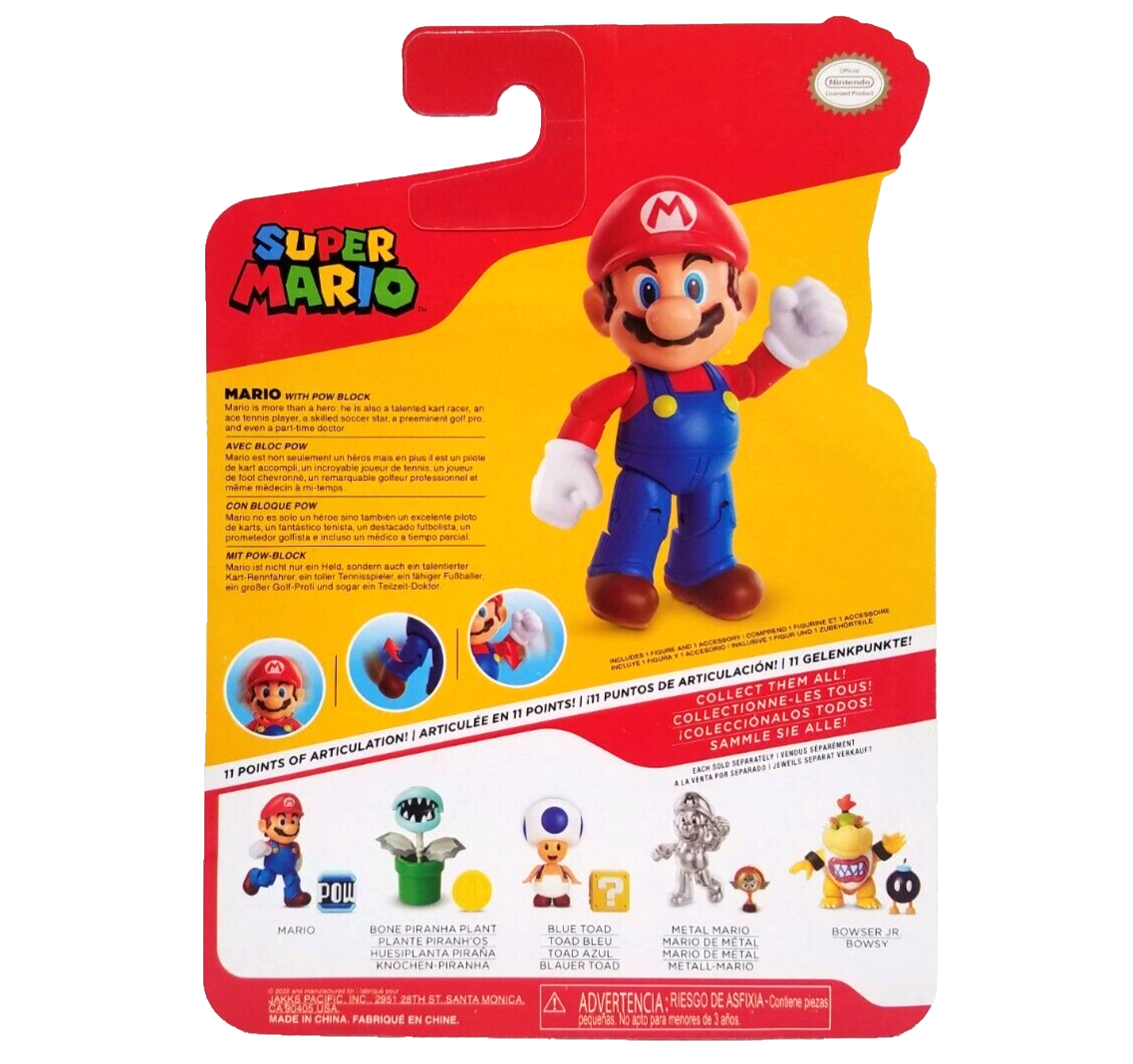 Super Mario Bros Action Figure MARIO with POW Block NEW | eBay