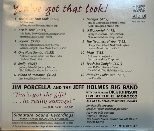 You've Got That Look!: Live at the El Morocco by Jim Porcella (CD, 1994 ...