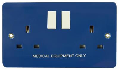 Medical Equipment Switched Socket, 2 Gang, Double Pole, 13A, Blue ...