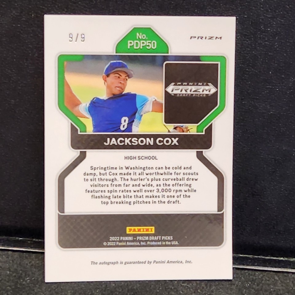 Jackson Cox 2022 Prizm Draft Picks Navy Blue Pulsar Auto 9/9!!! | eBay