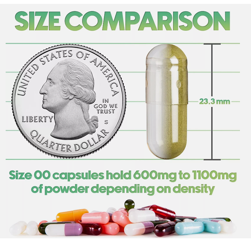 Size 00 Clear Empty Gelatin Pill Capsules Kosher Gel Cap Joined 1000 ...
