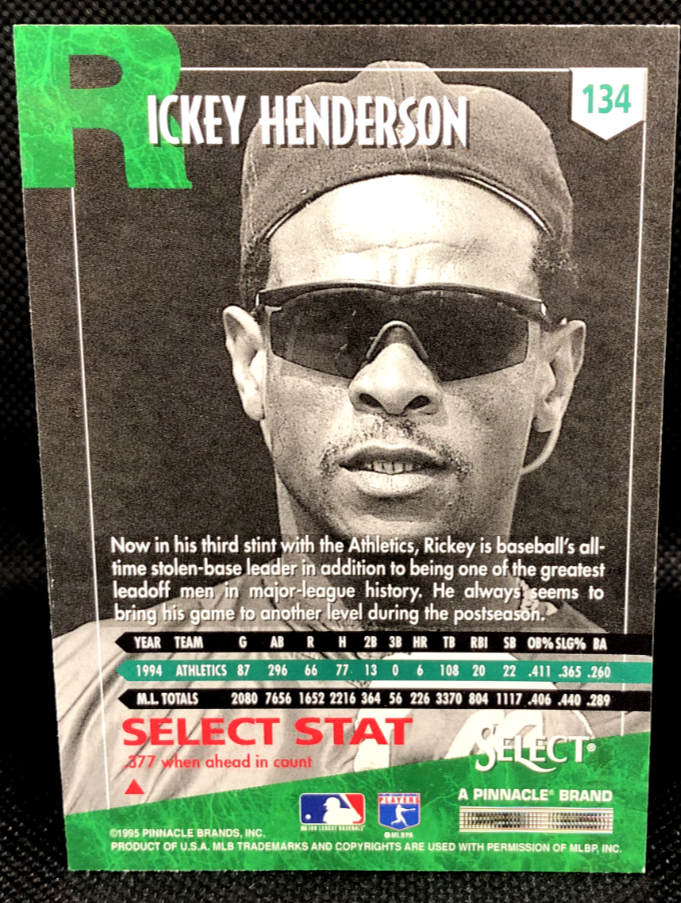 Rickey Henderson 1995 Select Artist's Proof #134 HOF | eBay