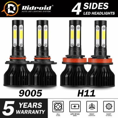 RIDROID LED Headlight Bulbs Conversion Kit 9005 H11 High Low Beam ...