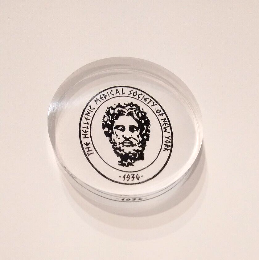 Vintage Hellenic Medical Society of New York Lucite Paperweight ...