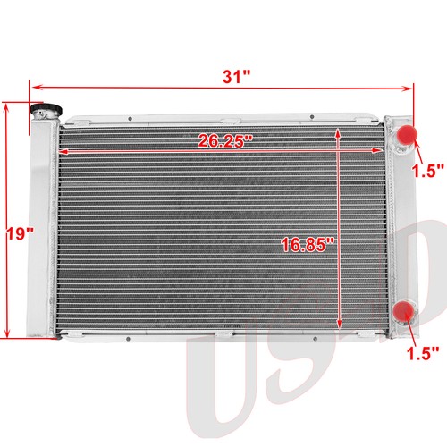 ASI 3 Rows Aluminum Radiator Fit 31" x 19" Chevy SBC 350 Double Pass ...