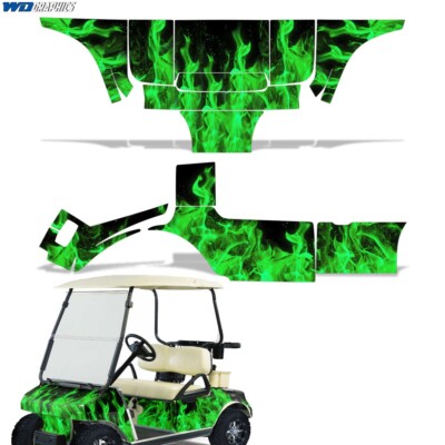 Graphics Kit Decal Sticker For Club Car Golf Cart 1983-2014 Flame GRN ...