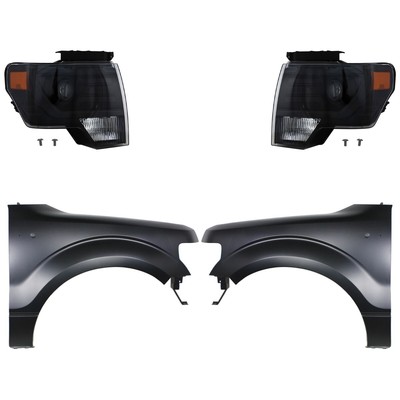 Headlamp Kit For 2013-2014 Ford F-150 Left Right HID/Xenon Black Trim w ...