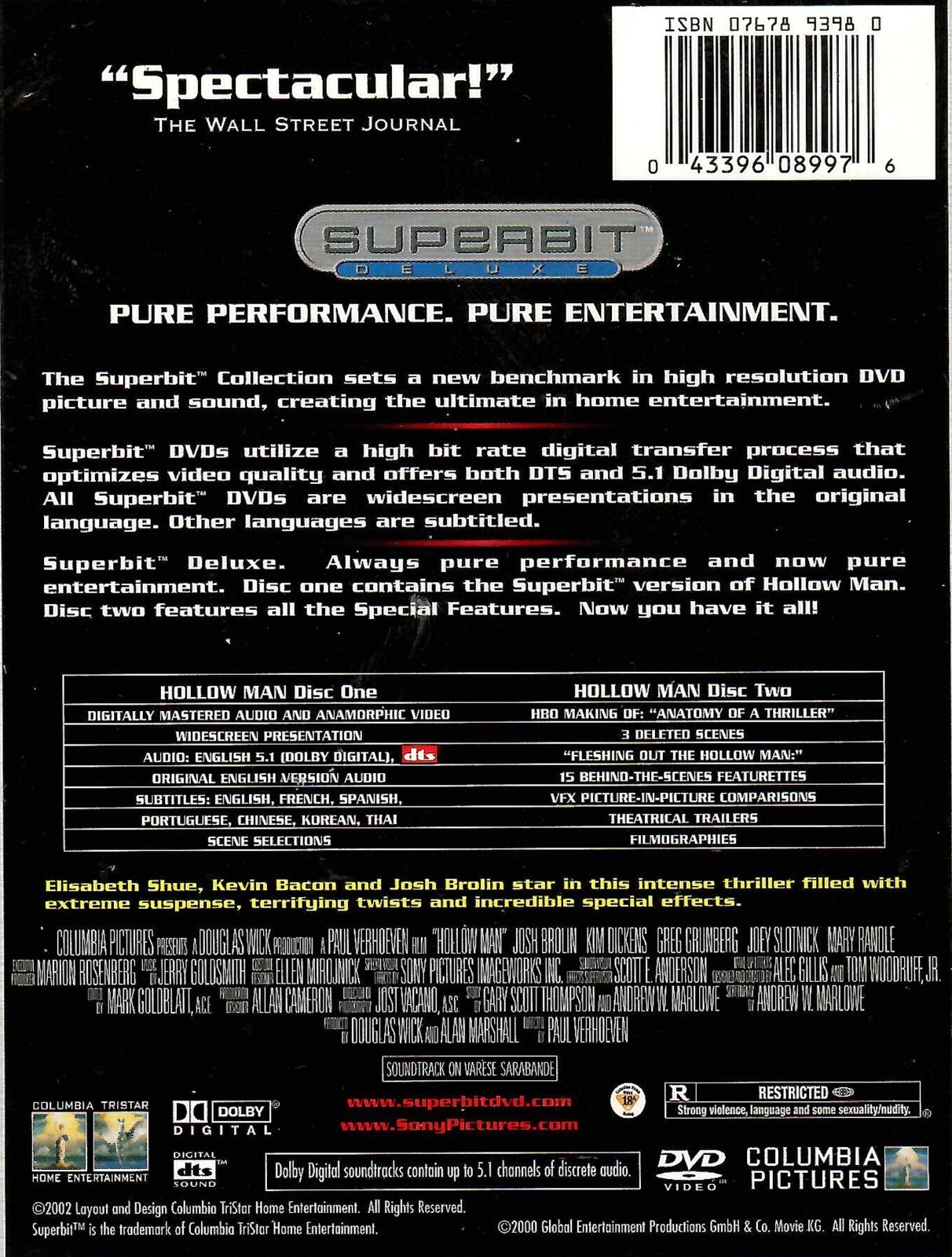 Hollow Man (DVD, 2002, 2-Disc Set, Superbit Deluxe) for sale online | eBay