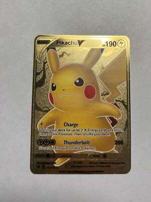 Pokémon Pikachu V 170/185 Full Art Gold Metal Card Collectible Display ...